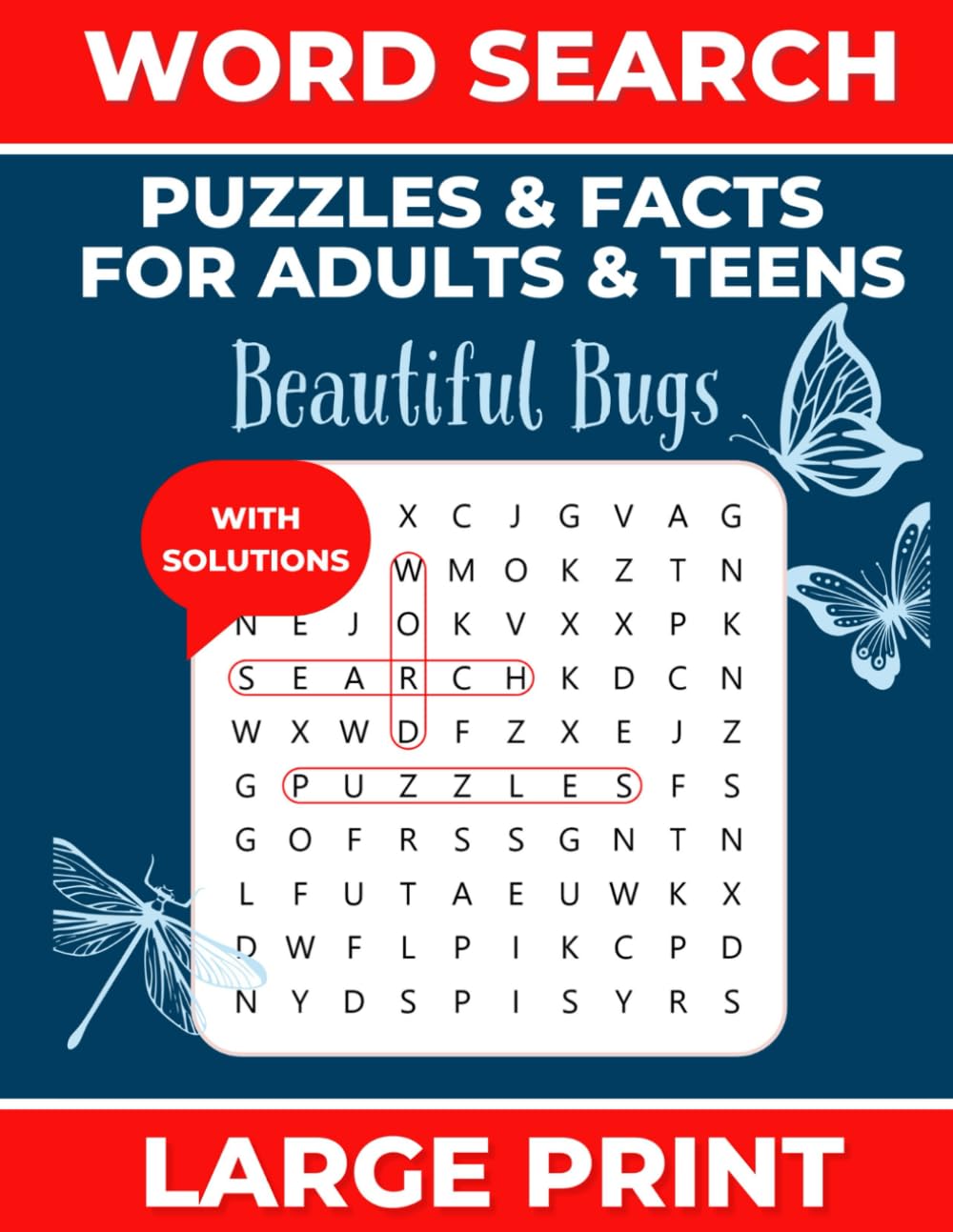 Beautiful Bugs & Insects Word Search Puzzle Book - Facts And Minds